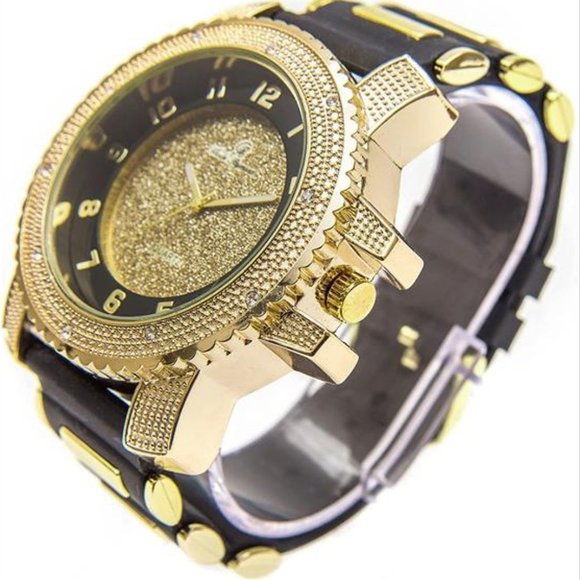 Accessories | Mens Black Gold Iced Out Bling Diamond Watch | Poshmark